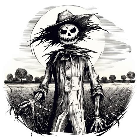 Premium Photo A Black And White Drawing Of A Scare With A Hat And A