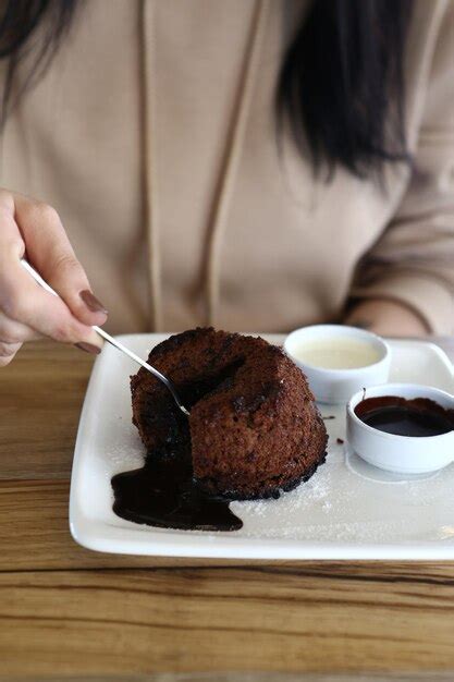 Premium Photo Chocolate Souffle With Ice Cream