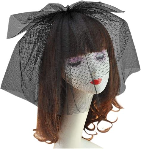 Short Black Veil Headpieces