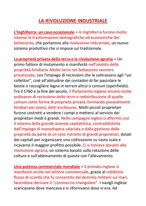 Riassunto Sulla Rivoluzione Industriale Docsity