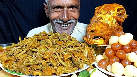 Asmr Eatingspicy Mutton Boti Currybig Mutton Head Curry With Rice