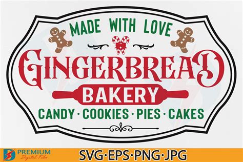 Gingerbread Bakery Christmas Sign Svg Graphic By Premium Digital Files