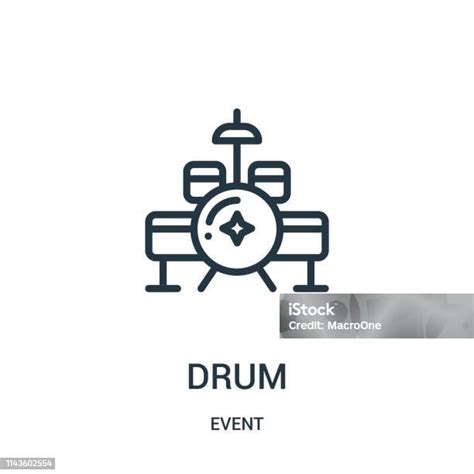이벤트 컬렉션에서 드럼 아이콘 벡터입니다 얇은 라인 드럼 개요 아이콘 벡터 일러스트 레이 션입니다 기타 현악기에 대한 스톡 벡터 아트 및 기타 이미지 Istock