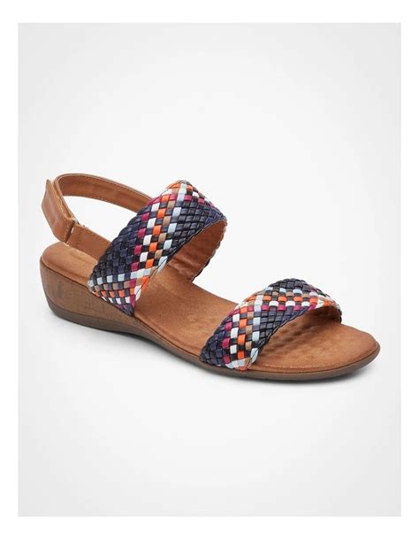 Taking Shape Woven Cork Wedge Sandal In Blue Myer