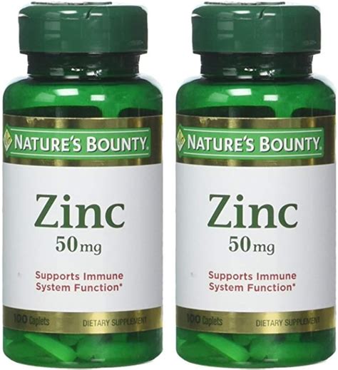 Natures Bounty Zinc Immune Support 50 Mg Caplets 100 Ct Pack Of 2 Health