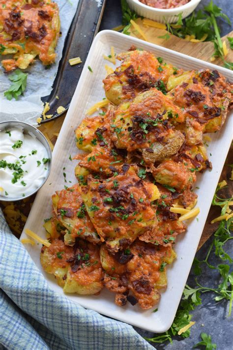 Bacon Cheddar Smashed Potatoes Julias Cuisine