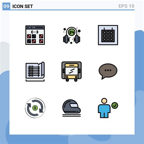 Modern Set Of 9 Filledline Flat Colors And Symbols Such As Delivery House Service Drafting