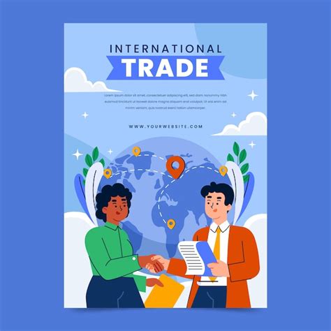 Cartel De Comercio Internacional Dibujado A Mano Vector Premium