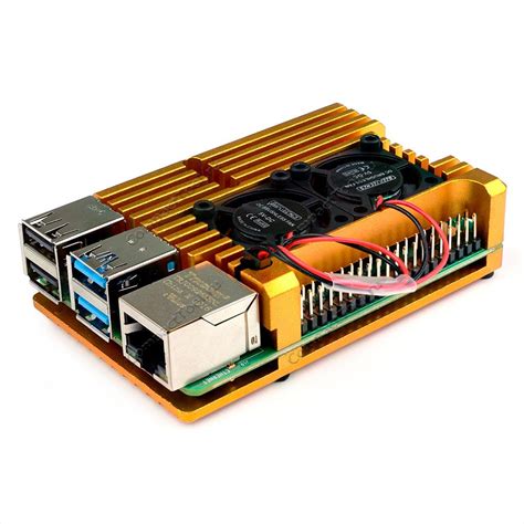 Корпус для raspberry pi 4 алюминиевый золото