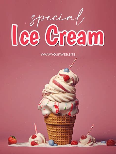 Premium Psd Special Ice Cream Poster With Delicious Ice Cream Background