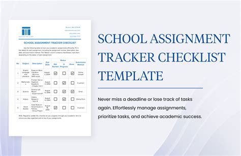 Free Printable And Downloadable School Assignment Checklists