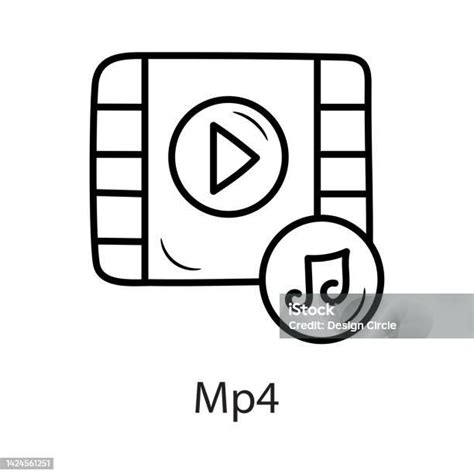 Mp4アウトラインアイコンデザインイラスト白い背景に音楽記号 Eps 10 ファイル イラストレーションのベクターアート素材や画像を多数ご