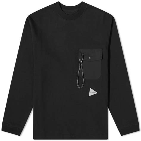 And Wander Long Sleeve Heavy Pocket T Shirt Black End Gb