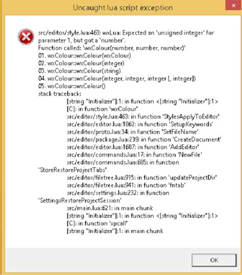 Rgb Uncaught Lua Exception Error In Zerobrane Any Solution Stack Overflow