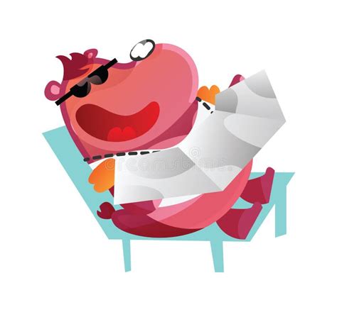 Bear Cartoon Getting A Tan Vector Illustration Decorative Design Stock