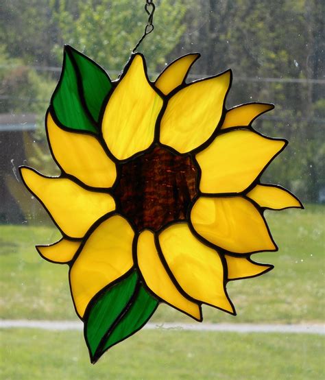 Stained Glass Sunflower Suncatcher Handcrafted In The Usa Etsy