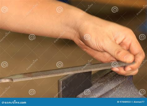 Engineering Files And Hand Stock Image Image Of Metallic 97848933