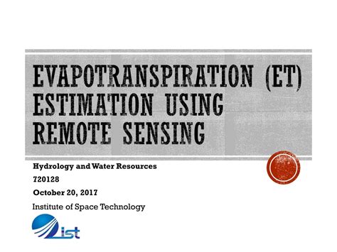 Ppt Evapotranspiration Et Estimation Using Remote Sensing Powerpoint Presentation Id 9018949
