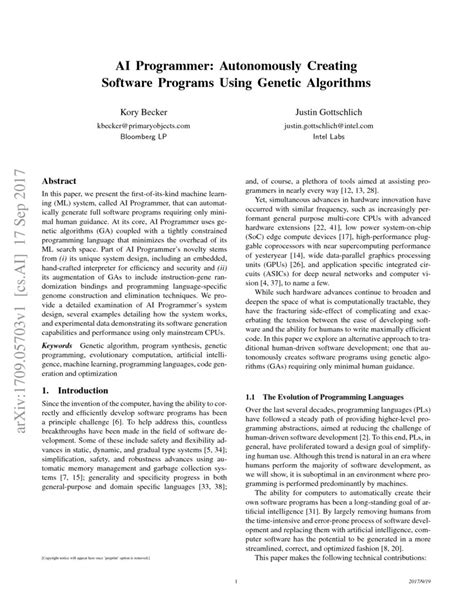 Ai Programmer Autonomously Creating Software Programs Using Genetic