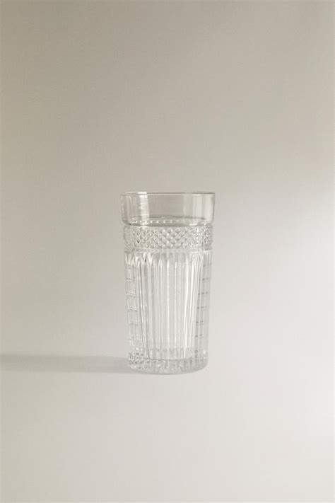 Glass Soft Drink Tumbler With Raised Design 990 Zara United States