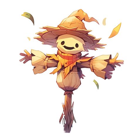 Scarecrow Cute Cartoon Illustration Scarecrow Autumn Cartoon