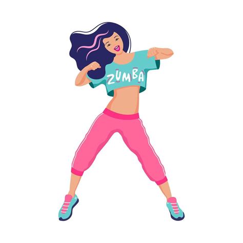 Fun Girl With Long Hair Dancing Zumba 45658260 Vector Art At Vecteezy