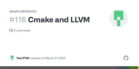 Cmake And Llvm · Issue 116 · Skeetow64devkit · Github