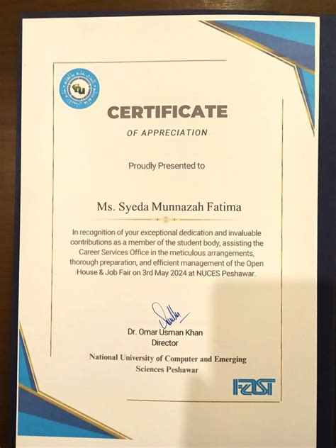 Munazzah Fatima On Linkedin Fastpeshawar Jobfair Teamwork Gratitude Nutec