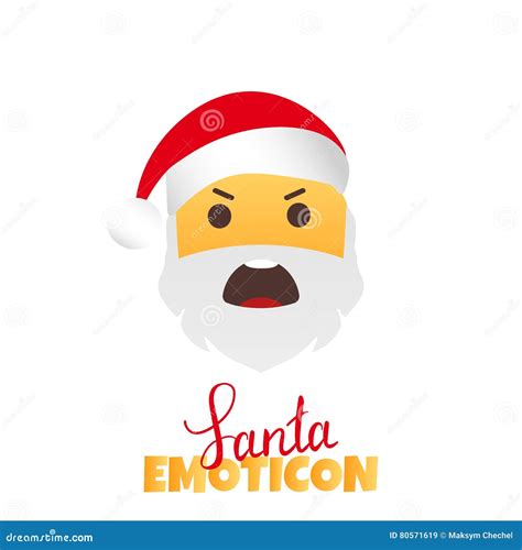 Emoji Santa Claus Winter Holidays Emoticon Mad Character Stock