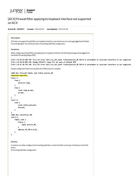Acx Firewall Filter Applying To Loopback Interface Not Supported On Acx Pdf