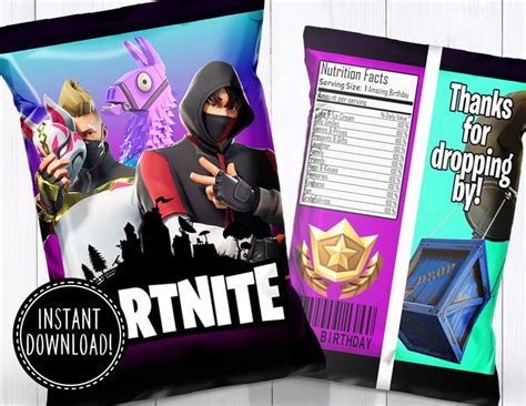 Fortnite Chip Bag Digital Only Chip Bag Video Games Birthday Fortnite
