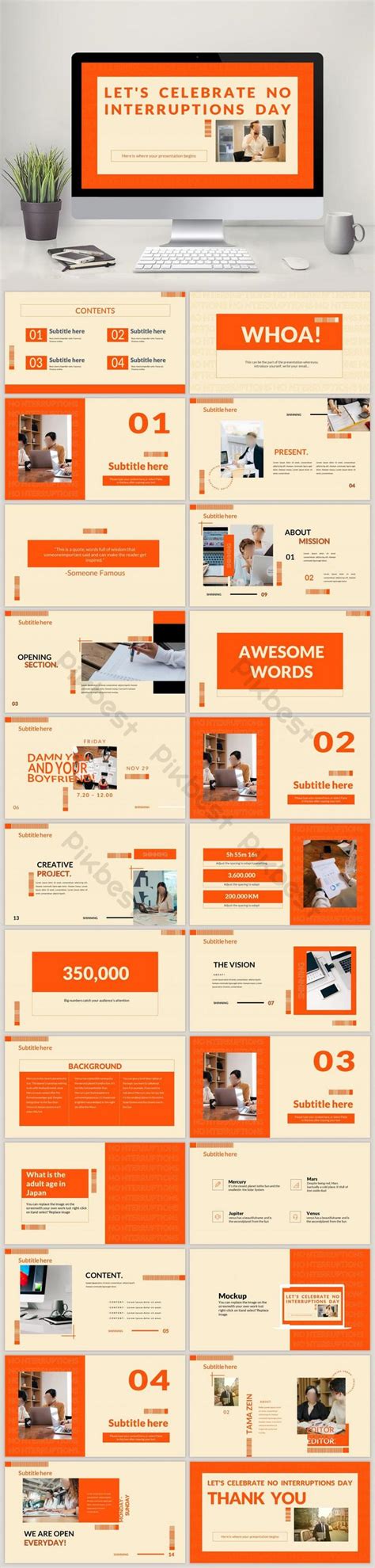 Lets Celebrate No Interruptions Day Presentation Red PowerPoint PPTX Template Free Download