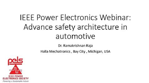 Ieee Power Electronics Webinar Advance Safety Architecture In