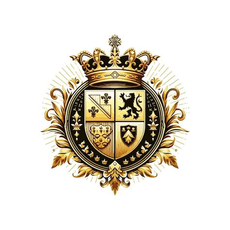 Premium Vector Golden Coat Of Arms With Crown Ai Art Generator Vector