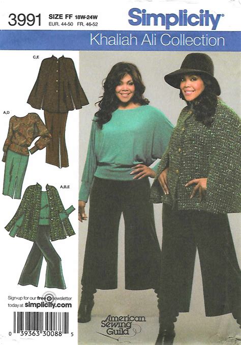 Simplicity Sewing Pattern 3991 Womans Plus Size 18w 20w 22w 24w Gauchos