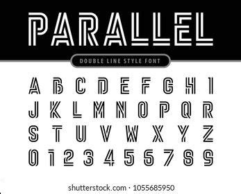 Vector Modern Alphabet Letters Numbers Parallel Stock Vector Royalty