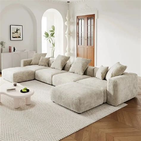 Living Room Furniture L Shape 3 Seat Sofa Set Modern Frameless Vacuum