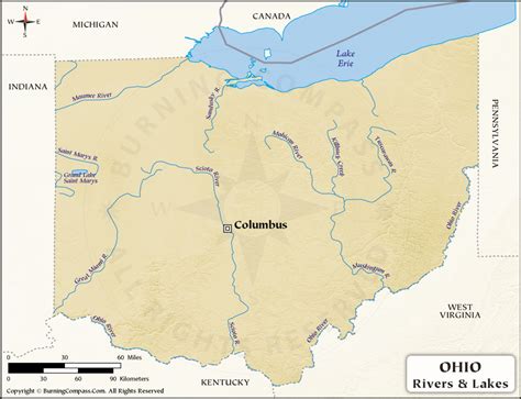 Ohio River Map Ohio Rivers And Lakes