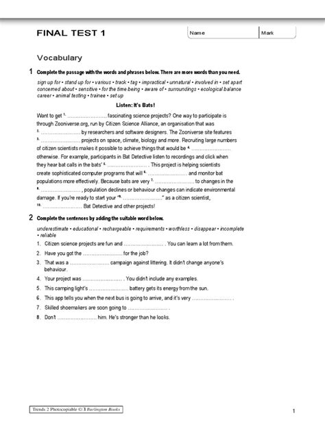 Bat 2 Final Vocabulary Grammar Pdf Linguistics Cognitive Science