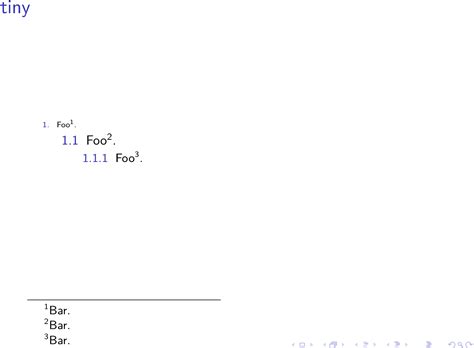 Inconsistent Font Sizes For Footnotes And Lists Subsubitems If Frame Not In Normalsize