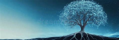 Tree Exhibiting Roots That Resemble A Neural Network Symbolizing The