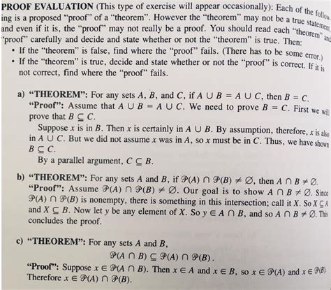 Solved Proof Evaluation This Type Of Exercise Will Appear