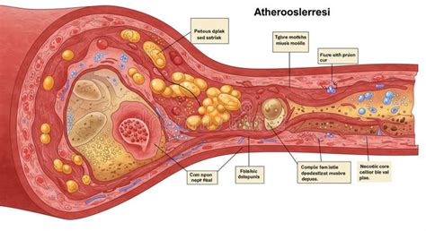 Illustration Of A Cross Section Of An Artery Depicting Atherosclerosis The Artery Wall Stock