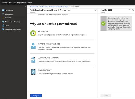Azure Self Service Password Reset SSPR Access Requirements