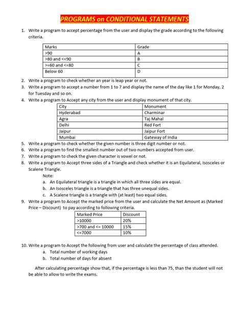 Programs On Conditional Statements Pdf
