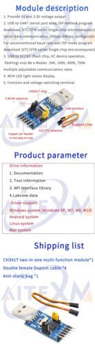 CH341T V3 2 IN 1 Module 3 3V 5V USB I2C IIC UART India Ubuy
