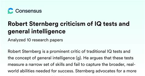 Robert Sternberg Criticism Of Iq Tests And General Intelligence Consensus