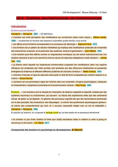 Ue18 M Delaunay Ue18 Émotions Psychophysiologie