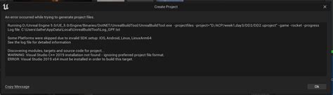 Error While Creating A New Project Ask Gamedevtv