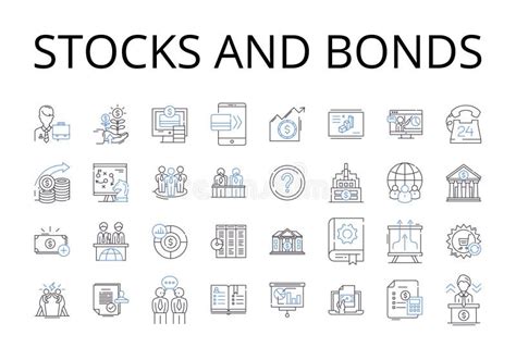 Stocks And Bonds Line Icons Collection Debt And Equity Buy And Sell